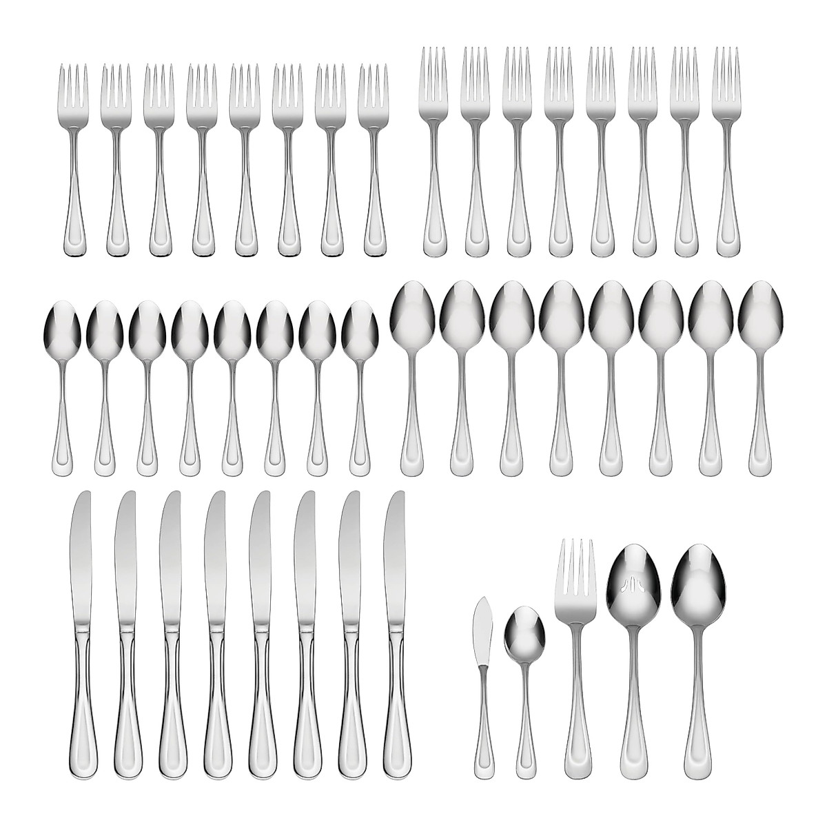Oneida 2855045HA Satin Sand Dune 45 Piece Everyday Flatware Set, Service for 8
