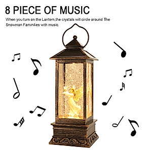 Christmas Decorations Christmas Snow Globe Christmas Lanterns Water Lanterns Glittering with Music USB and Battery Operated Singing Snow Globe Decoratives (Golden Dove Angel)