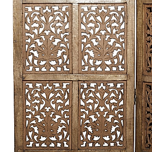 Deco 79 Wood Floral Handmade Partition Room Divider Screen, LARGE SIZE, Brown