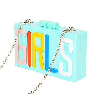 Shiratori Women Evening Clutch Bag, Acrylic Square Box Shoulder HandBags For Wedding Party Tote Purse (Green)