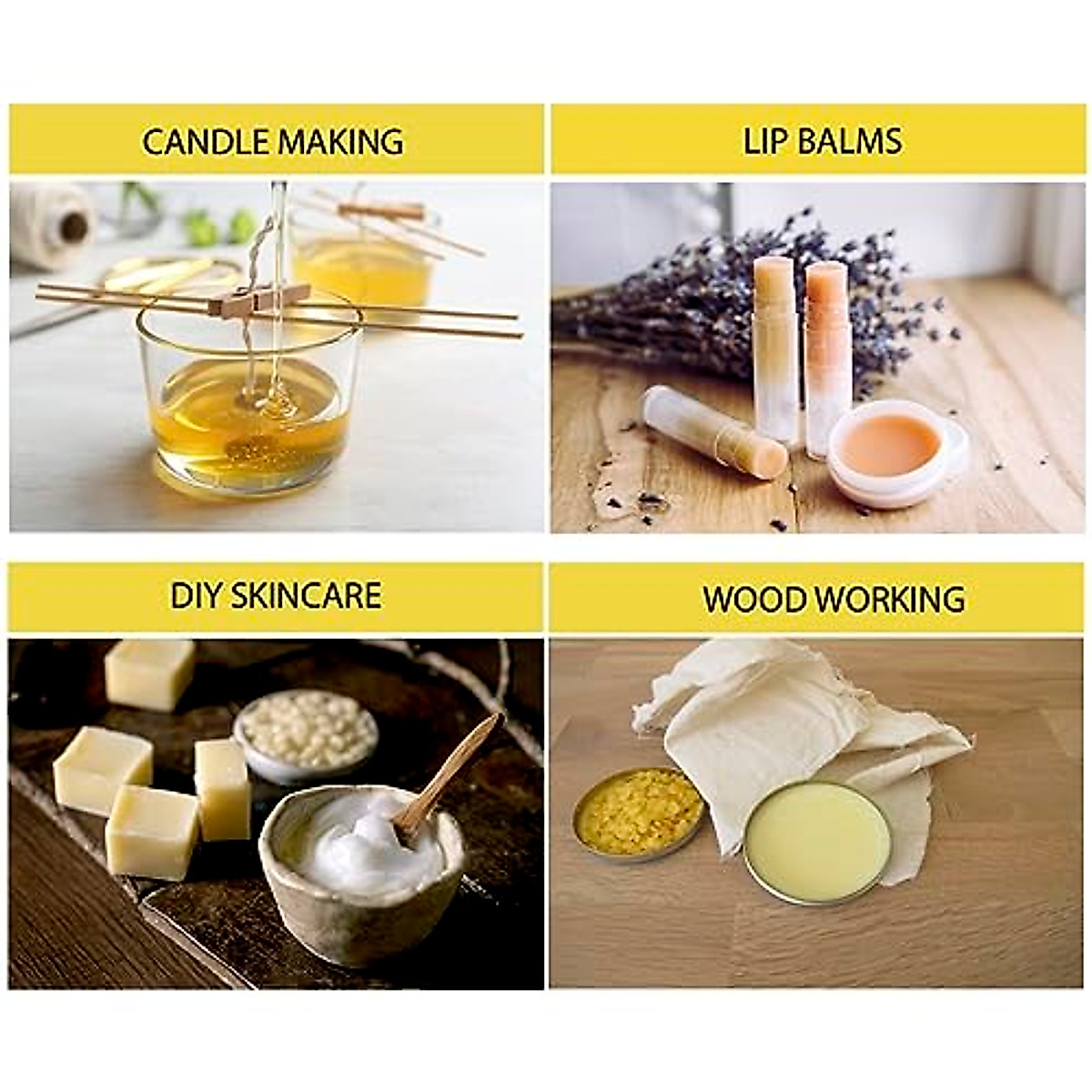 Beesworks Beeswax Pellets, Yellow, 1lb-Cosmetic Grade-Triple Filtered Beeswax (1)