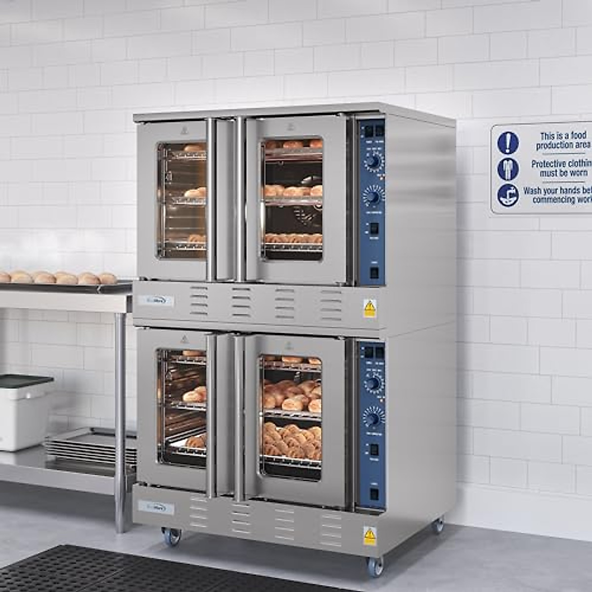 KoolMore 38 in. Full-Size Double Commercial Natural Gas Convection Oven 108,000 BTU With Stacking Kit in Stainless-Steel (KM-DCCO54-NG)
