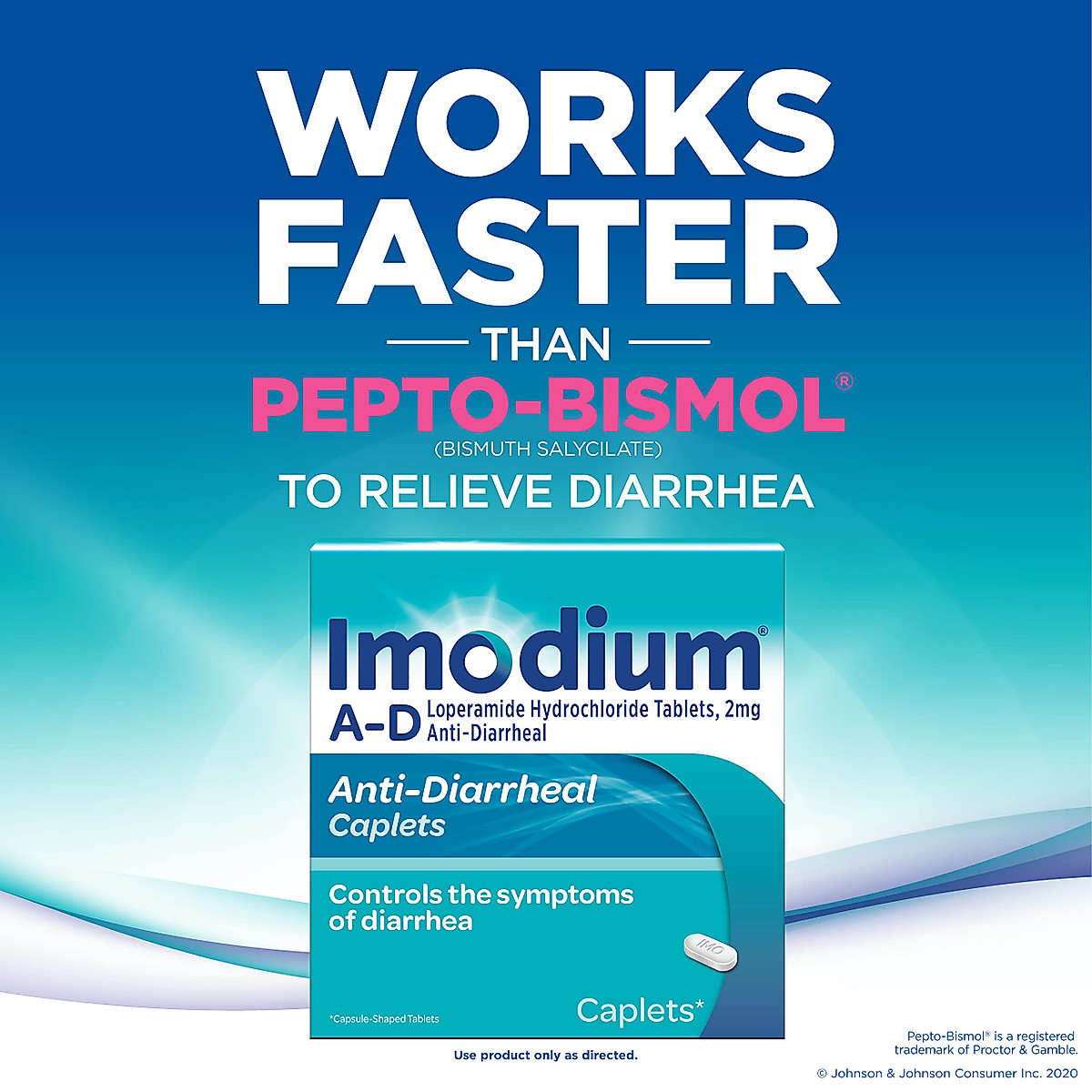 Imodium A-D Diarrhea Relief Caplets with Loperamide Hydrochloride, Anti-Diarrheal Medicine to Help Control Symptoms of Diarrhea Due to Acute, Active & Traveler's Diarrhea, 24 ct.