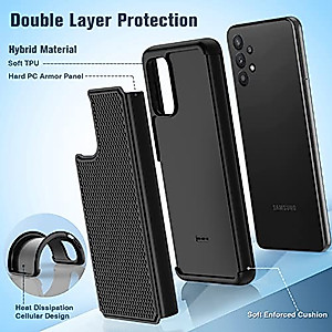 JXVM for Samsung Galaxy A32 5G Case: Dual Layer Protective Heavy Duty Cell Phone Cover Shockproof Rugged with Non Slip Textured Back - Military Protection Bumper Tough - 6.5inch (Matte Black)