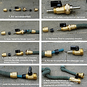 YELUN Garden telescopic hose end adapter with shut off Valve,Garden retractable hose end Fittings Kit,Repair Connector,Garden hose Brass Shut Off Valve 1Set