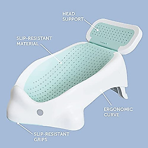 Baby Bather - Bath Support for Bathtub or Sink (0-6 Months) Slip-Resistant & Ergonomic for Newborn Infant (Aqua) - Jool Baby