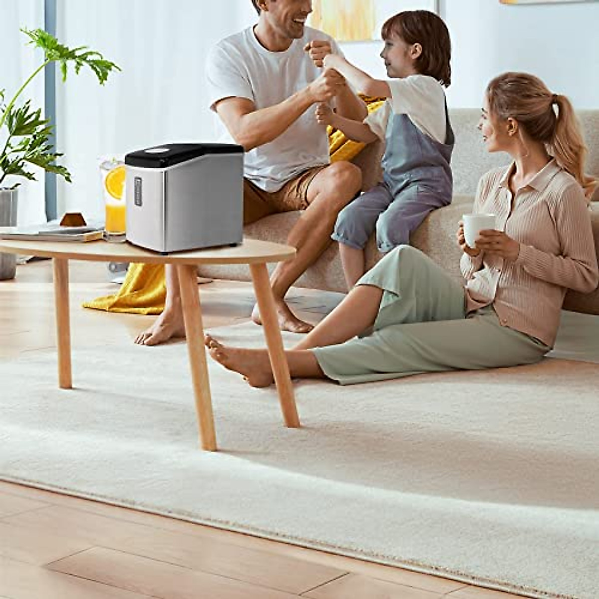 SMETA Countertop RV Ice Maker Portable Nugget Ice Machine Chewable Compact Mini Ice Chip Maker 39LBs Ice/24H Stainless Steel, Bullet Ice Cubes in 8 Mins, Crunchy Style with Ice Scoop & Basket