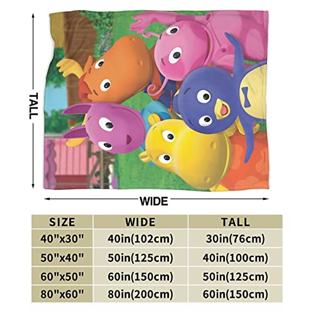 Pobecan The Anime Backyardigans Blanket Throw Blankets Ultra Soft Flannel Lightweight Throws for Couch, Bed,All Seasons Use 50"x40"