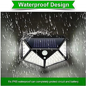 Solar Lights Outdoor 100 LEDs 1000Lm Solar Motion Sensor Lights Solar Panel 15.3 in2 and 3 Modes(Security/Permanent On All Night/Smart Brightness Control) with IP65 Waterproof with Wide Angle(2pack)