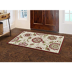 Brumlow MILLS Samara Home Indoor Area Rug with Traditional Floral Print Pattern for Living Room Decor, Dining Room, Kitchen Rug, or Bedroom Carpet, 30" x 46", Red