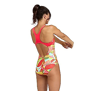 Arena Performance Tropic Women's Swimsuit Control Pro Back One Piece MaxLife Training Suit, Fluo Red/Multi, US Size 42