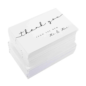 GSM Brands Thank You Cards for Wedding (Mr and Mrs Theme) - 100 Cards with Envelopes