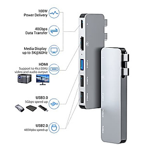 USB C Adapter for MacBook Pro 2020, MacBook Adapter HDMI, MacBook Air M1 USB Multiport USB C Hub with 4K HDMI, Thunderbolt 3, for MacBook Pro 13"-16" 2021-2016, MacBook Air 2021-2018