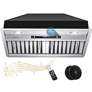 MCBON Range Hood Insert 30 inch,950 CFM Range Hood Insert,Remote Control Insert Range Hood,4-Speed Vent Hood Insert, Heat Sensor&Touch Panel,Ducted/Ductless Hood Range Insert,Stainless Steel,AE88-30-1