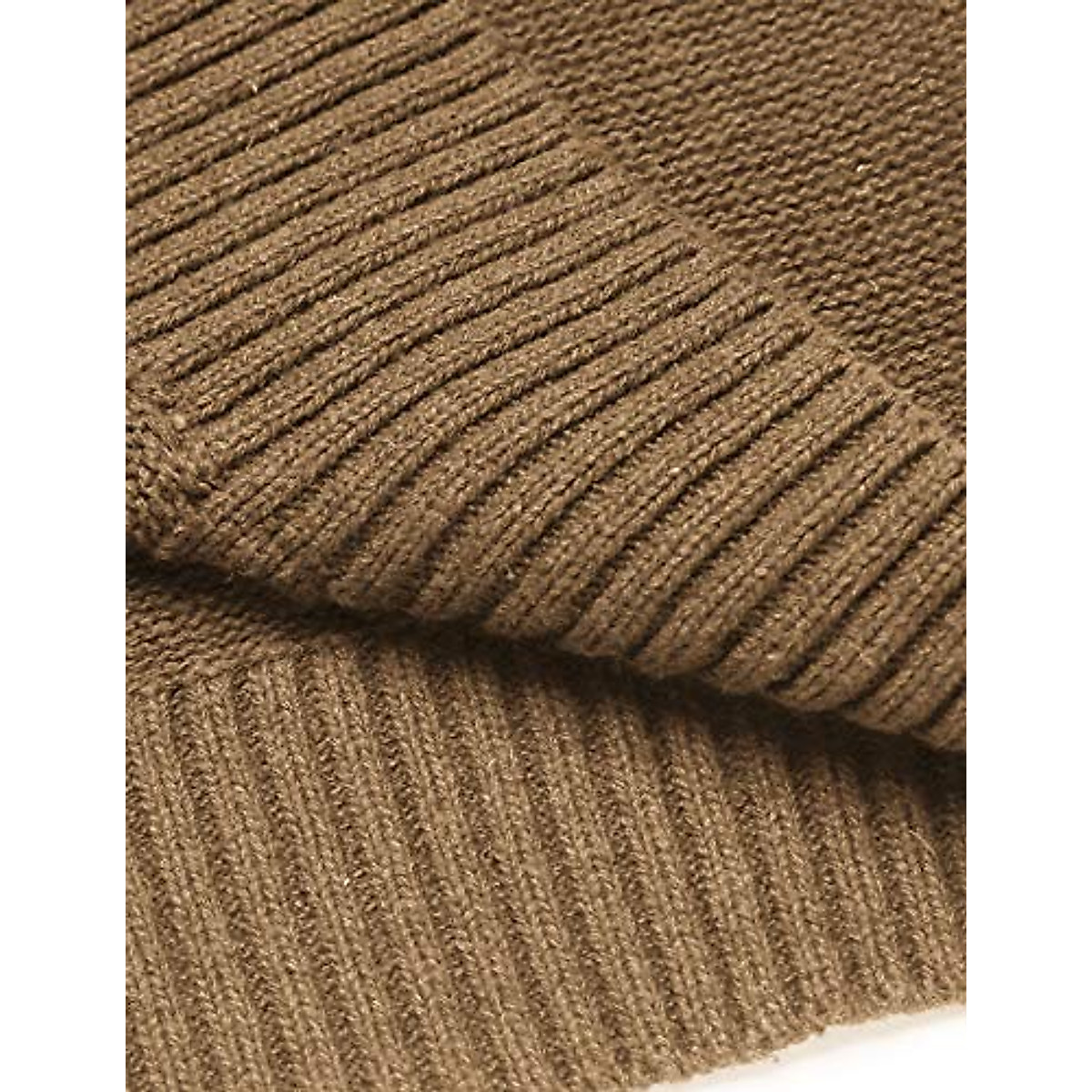 COOFANDY Men's Shawl Collar Sweaters V-Neck Cotton Relaxed Fit Cable Pullover (Khaki, XXX-Large)