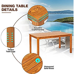 YOLENY 6 Piece Patio Dining Set, Teak Solid Wood, Indoor and Outdoor Wooden Furniture Sets for Backyard, Porch, Lawn, and Garden