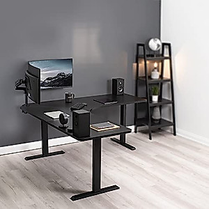 VIVO Electric Height Adjustable 71 x 71 inch Curved Corner Stand Up Desk, Black 4 Section Table Top, Black Frame with Memory Controller, L-Shaped Standing Workstation, DESK-KIT-E3CB2