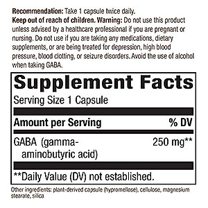 Nature's Way GABA Gamma-Aminobutyric Acid, Supports Brain Health*, 60 Capsules
