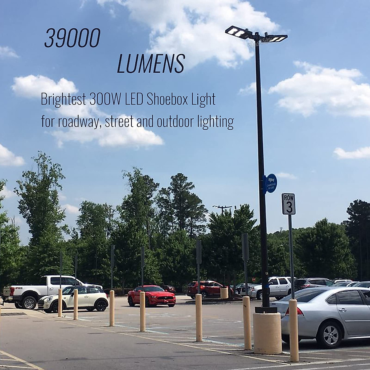 LED Parking Lot Lights 300W Shoebox Light for Round Pole in Street 39000lm AC100-277V for Path Garden and Outdoor Places Area Light IP65 Waterproof (300W)