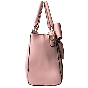 Rullar Women 2Pcs Handbag Set Bow-Knot Satchel Top-handle Crossbody Bag Tote Wallet Purse with Heart Pendant Pink