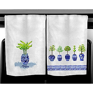 Studio 9Thirty3 Custom Chinoiserie Kitchen Towel Set, Kitchen Towel, Personalized Gift for Family, Hostess Gift, Housewarming Gift