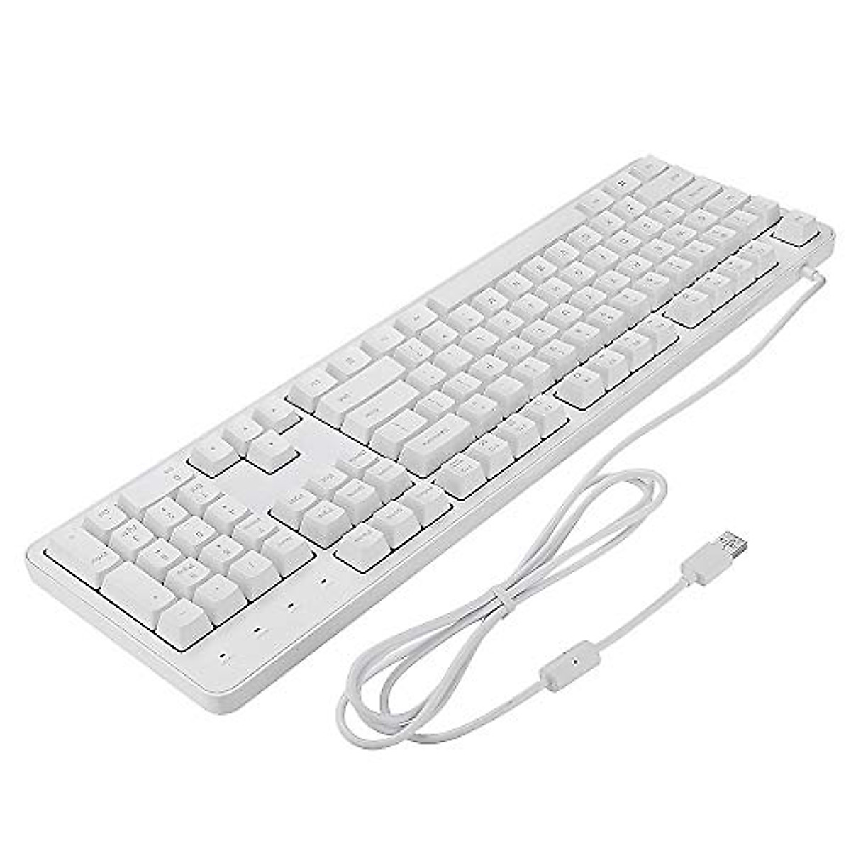 Teerwere Gaming Keyboard Mechanical Gaming Keyboard, Original 104Keys NKRO Cherry Red Switch Mechanical Keyboard Not Easy to Fade Mechanical Gaming Keyboard (Color : White, Size : One Size)