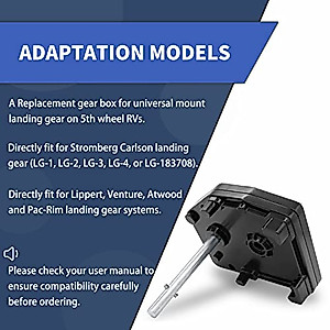 276602, RV Fifth Wheel Landing Gear Box Compatible with Lippert Venture, Universal Mount Aluminum Gearbox for Atwood, Pac-Rim and Stromberg Carlson Landing Gear Systems | Black, Replace# LG-179015