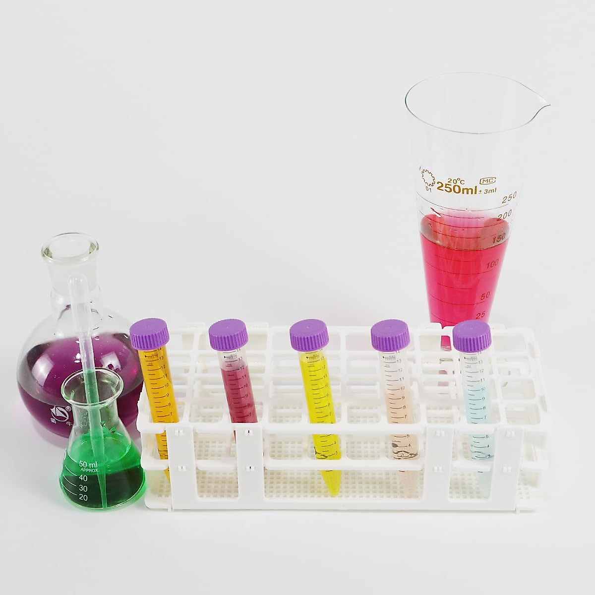 BIPEE Plastic Test Tube Rack, 40 Holes，Test Tube Holder for 20 mm Test Tubes, White vial holder, Detachable test tube holder rack (1pcs，40 Holes）