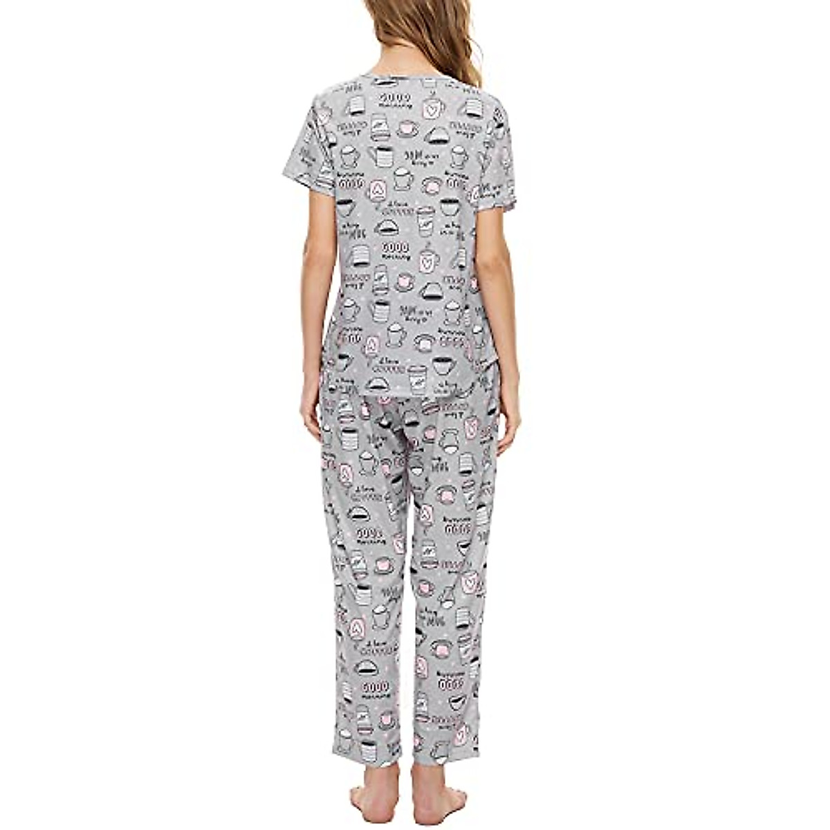 MOYEE Womens Pajamas Set Sleepwear Casual Tops and Lounge Pants Soft Sleeping Pjs Set with Pockets