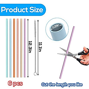XANGNIER 6 Pack Multicolor Silicone Replacement Straws for Stanley 20 30 40 oz cup,Reusable Long Straw with Cleaning Brush for Stanley Quencher Adventure Stanley Water Jug Stanley Cup Accessories