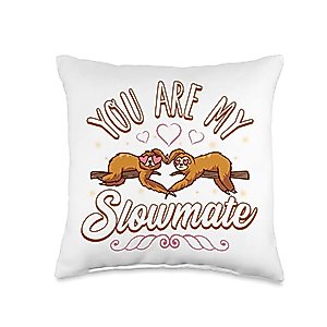Sloth Valentines Day Gifts You Are My Slowmate Sloth Valentines Day Throw Pillow, 16x16, Multicolor