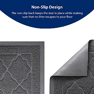 WePet Cat Litter Box Mat, Kitty Premium PVC Pad, Durable Trapping Rug, Phthalate Free, Urine-Resistant, Scatter Control, XXL 47 x 36 Inch, Grey