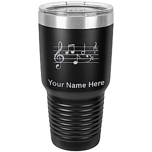 LaserGram 30oz Vacuum Insulated Tumbler Mug, Music Staff, Personalized Engraving Included (Black)