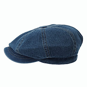 WITHMOONS Denim Cotton Newsboy Hat Baker Boy Beret Flat Cap KR3613 (Darkblue)