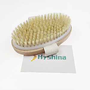 Hyshina Dry Skin Body Brush Improves Skin's Health and Beauty Natural Bristle Remove Dead Skin and Toxins Cellulite Treatment Improves Lymphatic Functions Exfoliates Stimulates Blood Circulation