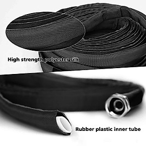 Garden Hose 100ft - Fabric Covered, NON-EXPANDABLE Water Hose,Lightweight Flexible Hose Pipe, Black (No Nozzle)