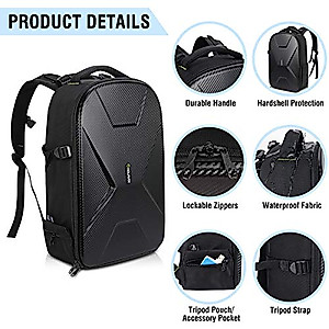 Endurax Camera Backpack Waterproof for DSLR SLR Photographer Camera Bag for Mirrorless Camera with Hardshell Protection Upgrade