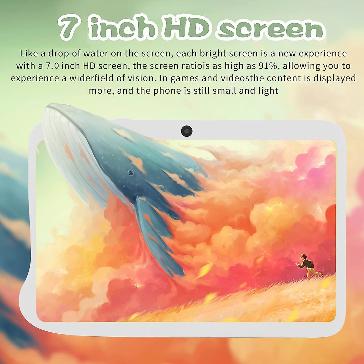 Tablet, 4G 128G 100‑240V 7in Kids Tablet IPS HD Screen for Gaming (White)