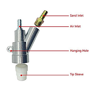 Sand Blaster Gun Boron Carbide Nozzle Air Sandblaster Gun Kits Stainless Steel Spray Gun Sandblasting Gun Rust Dust Remove (8mm Tip)