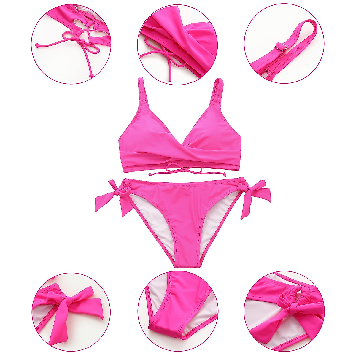 Mooncore Bikini Sets for Women Two Piece Swimsuit Sexy Triangle Bikini Lace Up Bathing Suits Adjustable Straps (Low Waist-Green, S)