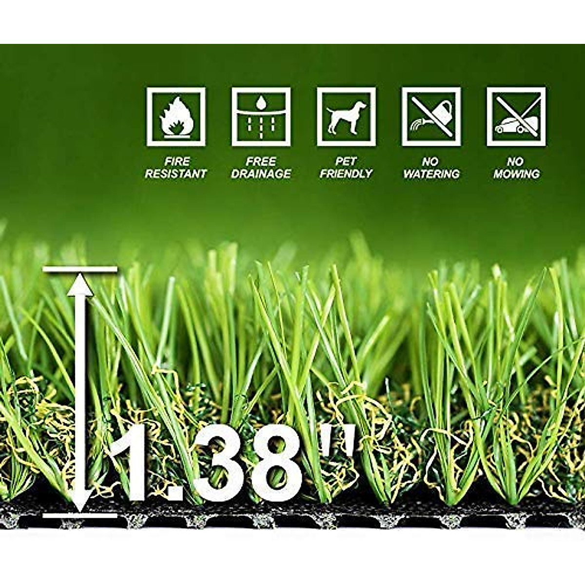 WMG GRASS Premium Artificial Grass, Drainage Mat, 6.5' x 10' Artificial Turf for Dogs, Cats, Pets, Turf Realistic Indoor/Outdoor for Garden, Patio (65 sq ft)