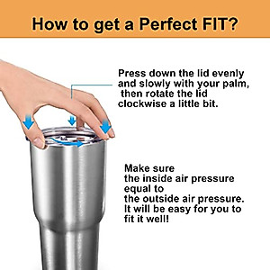 Wotermly 2 pack Tumbler Replacement Lids for 30 oz tumblers, Spill Proof Splash Resistant Lids Covers Fit for YETI Rambler and More Coffee Mugs, 2 Black Lids