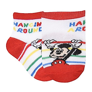Mickey Mouse Boys' Quarter Socks, White, 12-18M