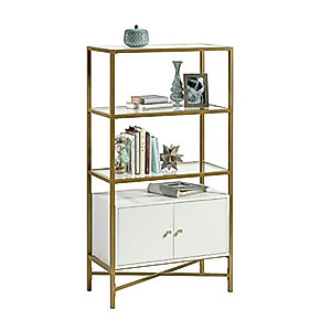 Sauder Harper Heights Bookcase with Doors, White Finish