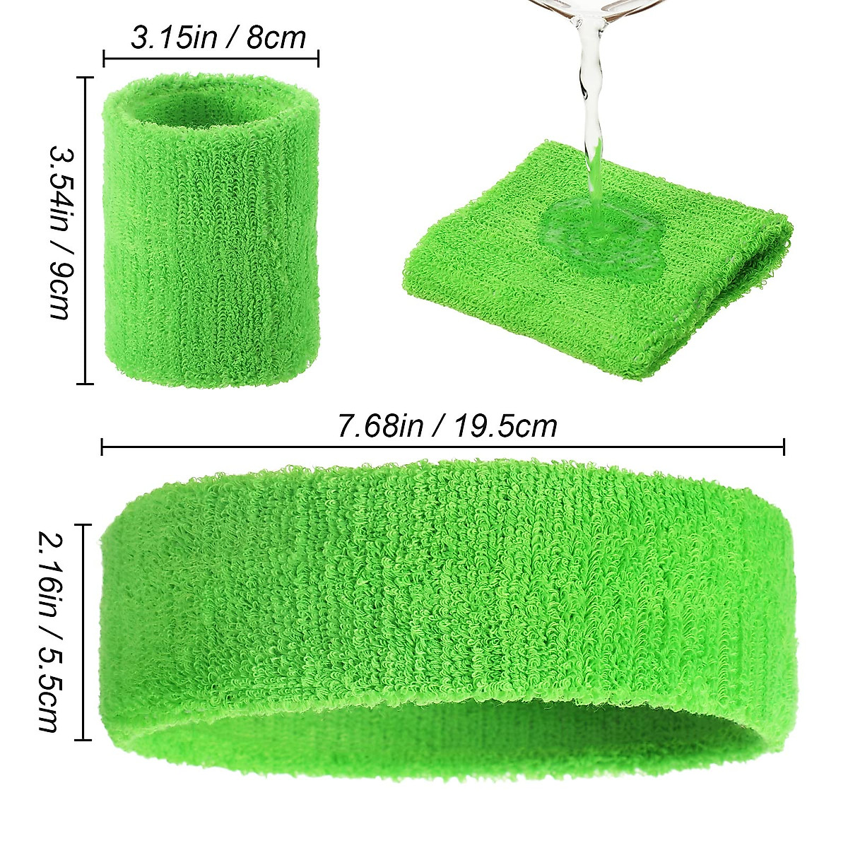 8 Sets Sweatbands Wrist Sweat Bands Workout Headbands Terry Cloth Sweatbands Absorbent Nonslip Stretchy Head Wrist Sweatband Wicking Wristband for Men Women (Bright Color)