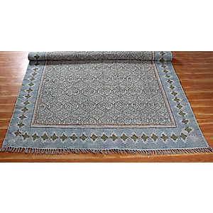 Boho Rug Area Rug Brown & Grey Handmade Dhurrie Rug Flat Weave Outdoor Beach Yoga Carpet Kilim Rugs for Bedroom Bathroom Lounge, Laundry Room 60x90 cm (2x3 Feet)