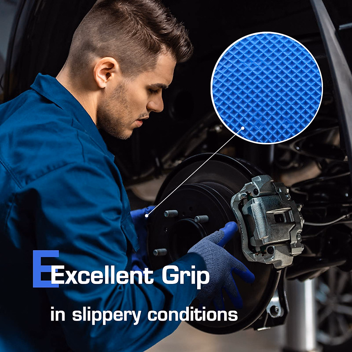 Infimor Work Gloves for Men 6 Pairs Large, Rubber Latex Texture Coated Safety Gloves, Heavy Duty Mechanic Gloves with Grip