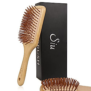 SIU Bamboo Paddle Hair Brush Detangling Hairbrush for Women, Men and Kids, Suitable for All Hair Styles - Large