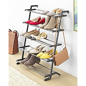 Whitmor 5-Tier Leaning Shoe Rack, Gray