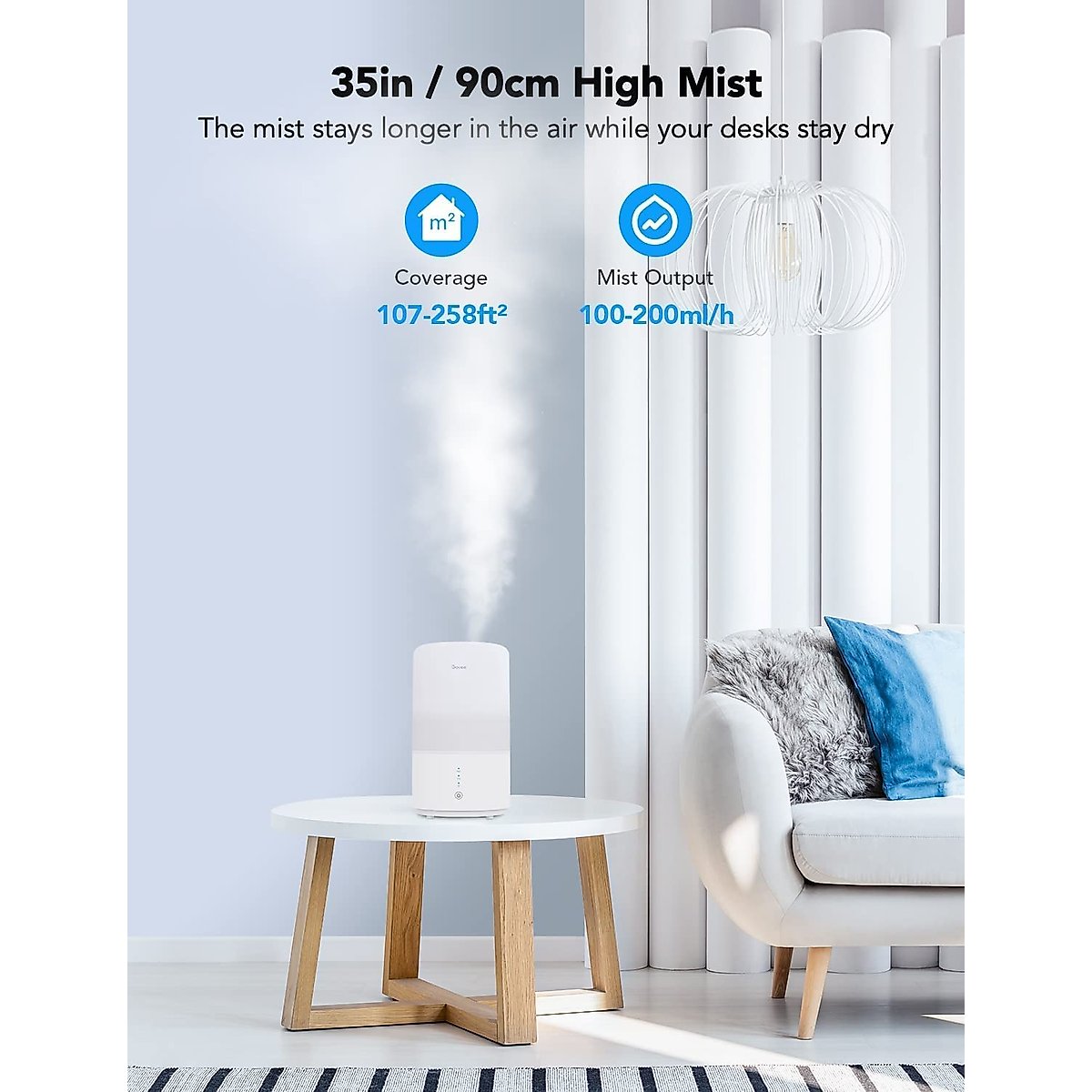 Govee Smart Humidifier H7141 Bundle with Govee Bluetooth Digital Hygrometer Indoor Thermometer, Room Humidity and Temperature Sensor Gauge with Remote App Monitoring, Large LCD Display